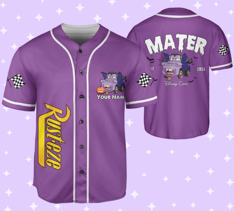 Men's XL Personalized Disney Halloween Cars Mater Vampire Characters Jersey