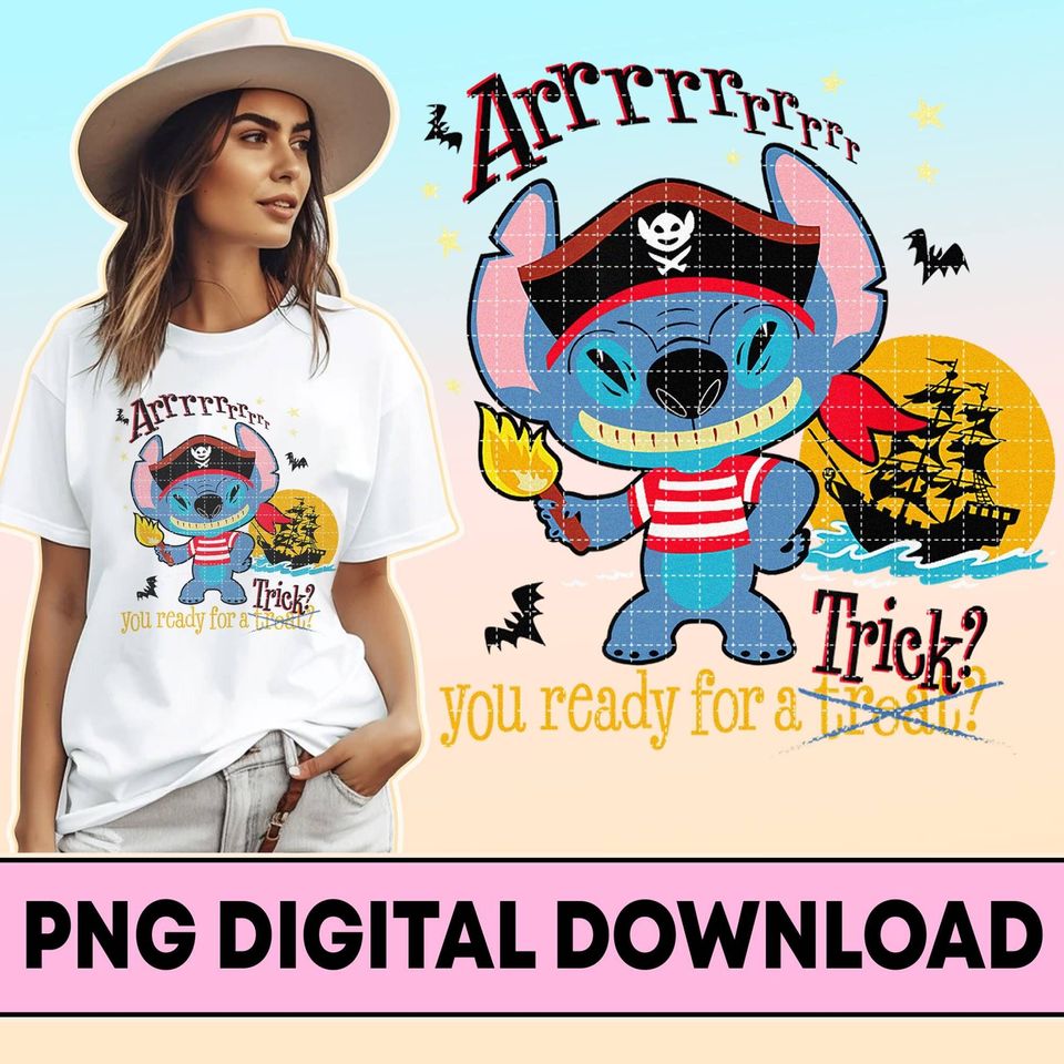 Stitch Pirate Halloween PNG, Stitch Halloween, Stitch Shirt, Ohana ...