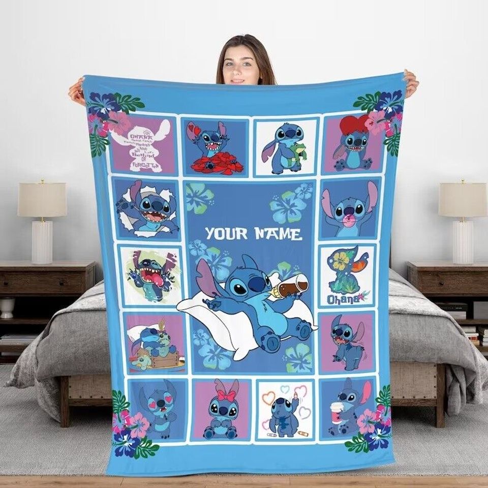 Personalized Disney Stitch Blanket, Stitch Fleece Blanket | ID 20654049 ...