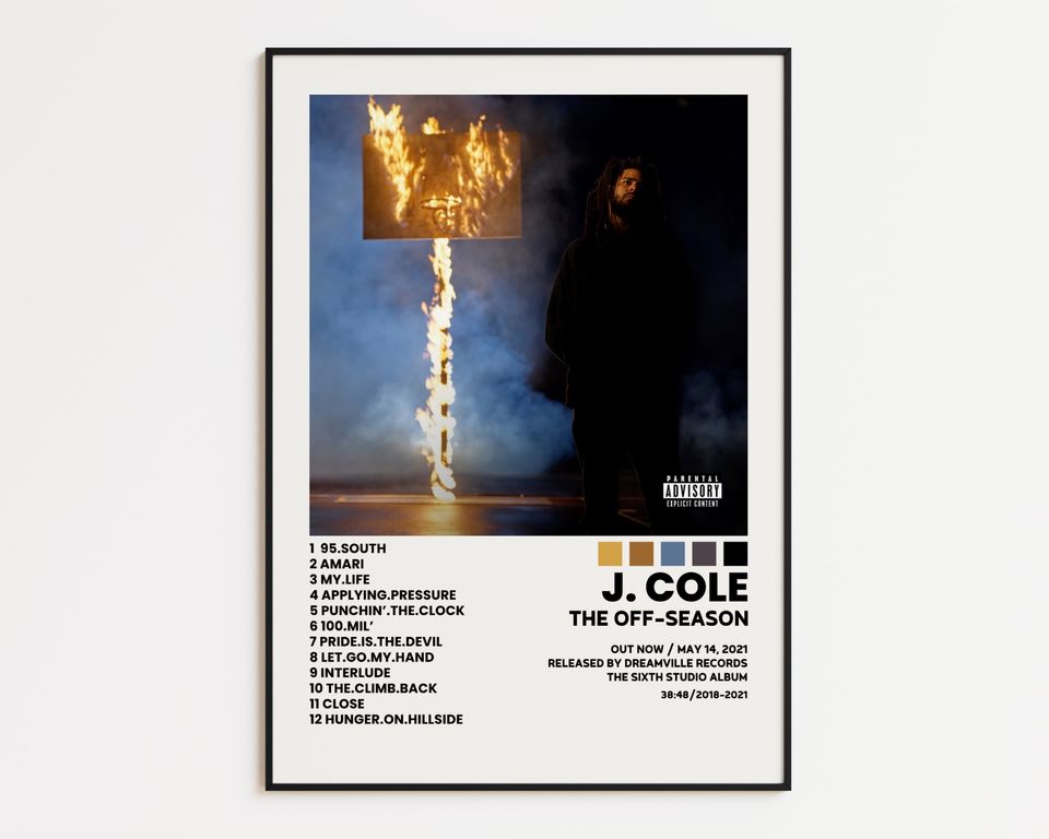 J. Cole Cover Poster, The Off-Season Album Wall Print, Tracklist Poster ...