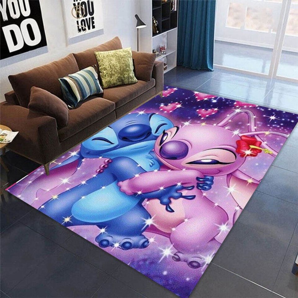 Disney's Lilo And Stitch Rug, 3D Cartoon Floor Carpet Mat Door Rug Area ...