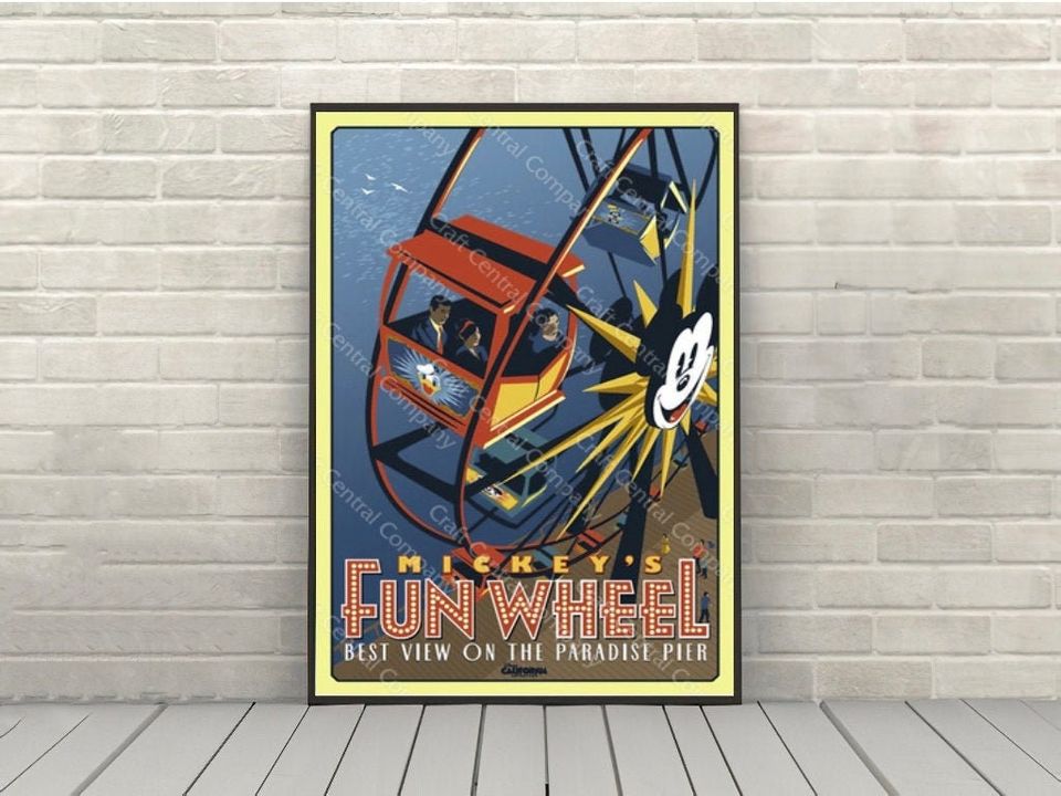Mickeys Fun Wheel Poster Disneyland Poster Paradise Pier Disney poster ...
