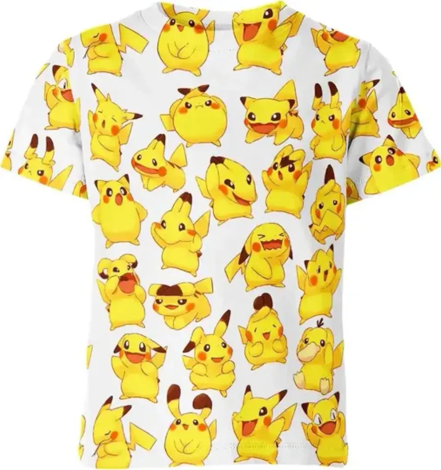 Summer 2024 Boys and Girls 3D Printed PKM Series Cartoon T-shirt | 82% ...