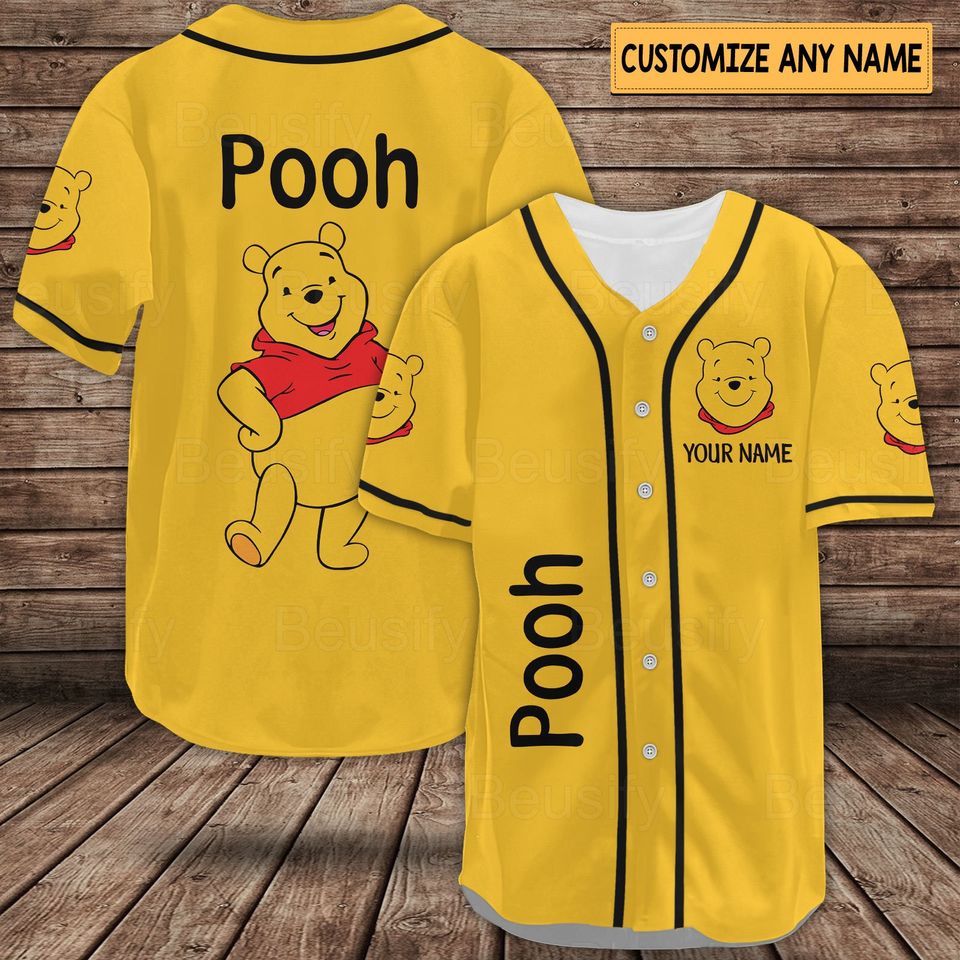 Winnie Pooh Baseball Jersey, Pooh Bear Shirt, Pooh Jersey Shirt | ID ...
