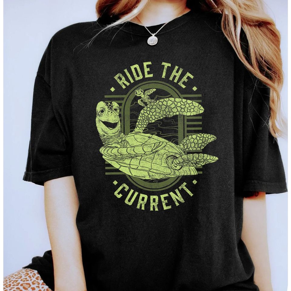 Retro 90s Disney Earth Day Finding Nemo Turtle Ride The Current Shirt ...