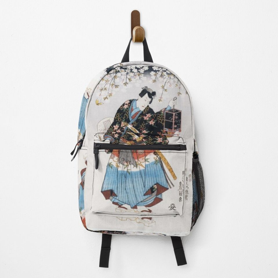 Classic Vintage Ukiyo-e Samurai Old Scroll Japan Art Backpack | ID ...