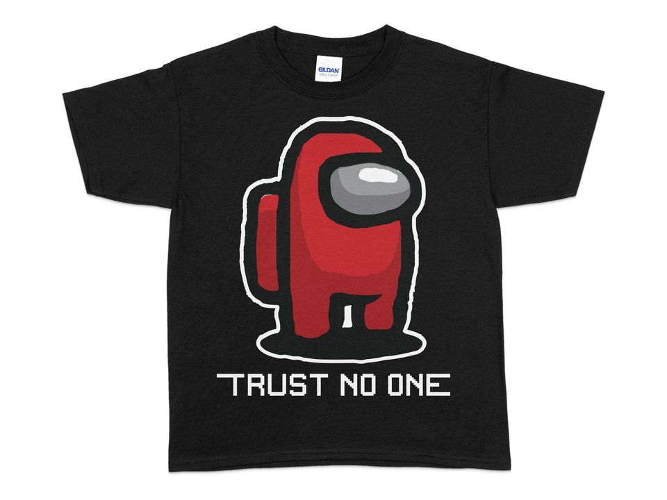 Among Us trust No One Red Character T Shirt | ID 12809838 by Elahe ...