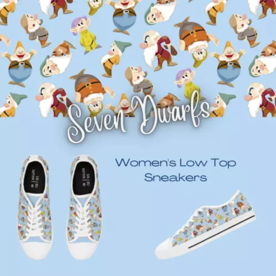Disney Seven Dwarfs Women's Low Top Sneakers, Snow White Shoes, Disney ...
