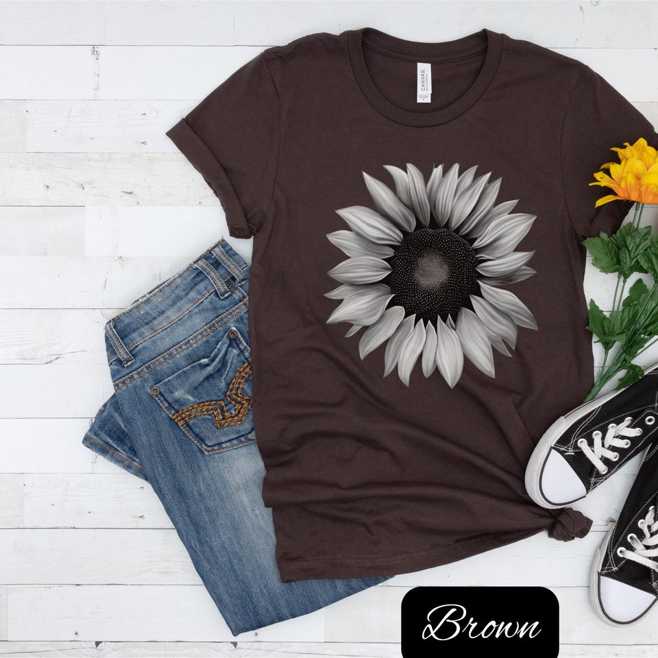 Realistic sunflower Shirt Sunflower Print Tee Sunflowe Gardencore Shirt ...
