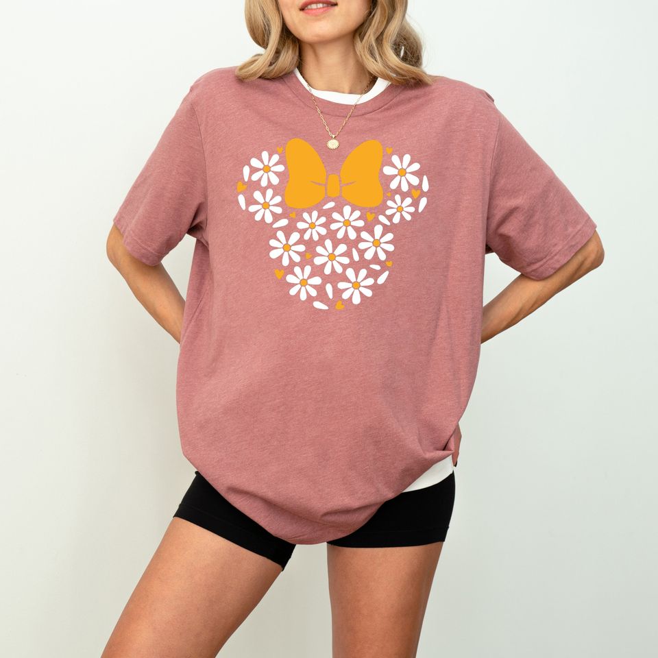 Floral Mickey Shirt, Disney Minnie T-Shirt, Minnie Head Daisy Shirt ...