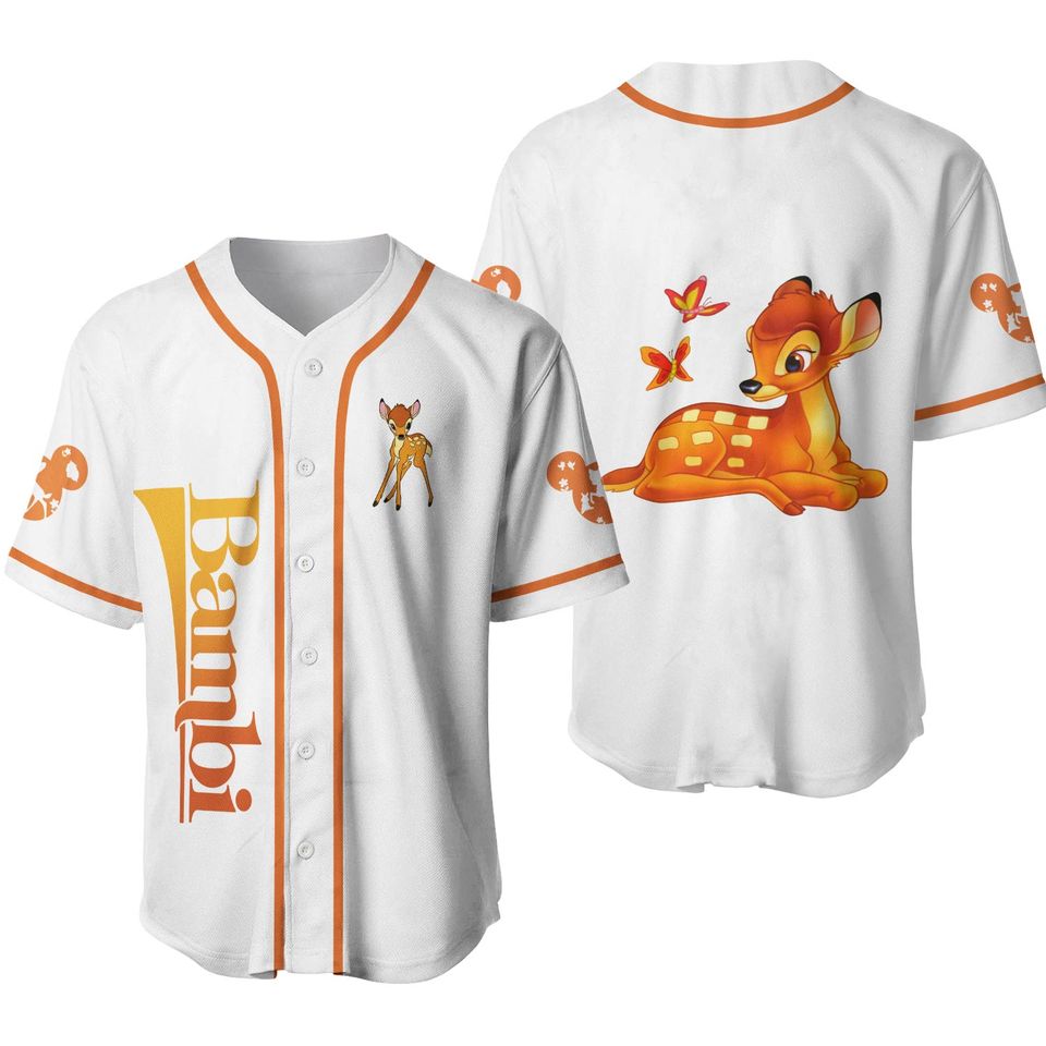 Bambi Life in the Woods Orange Stripes Patterns Disney Baseball Jersey ...