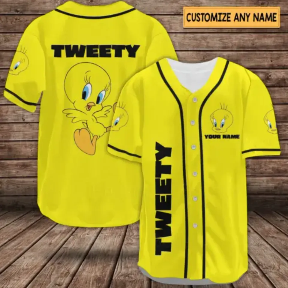 Personalized Be Happy Tweety Bird Looney Tunes Baseball Jersey Shirt ...