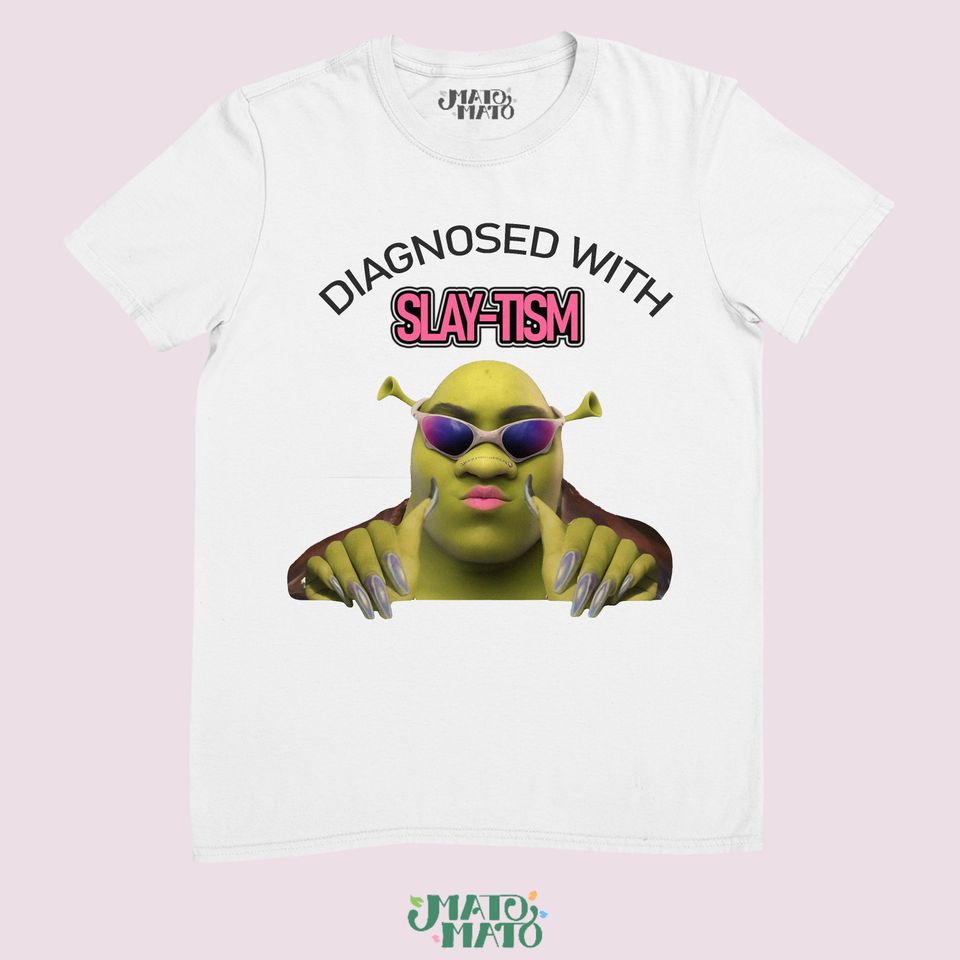 Shrek Diagnosed With Slay-tism t-shirt, Funny Meme Yassified Shrek ...
