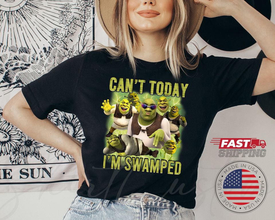 Shrek Face Meme Shirt, Can't Today I'm Swamped Shirt | ID 12870680 by ...