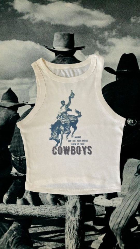 Cowboy Crop Tank, Vintage 90s Crop Tank, Retro y2k Tank Top | ID ...