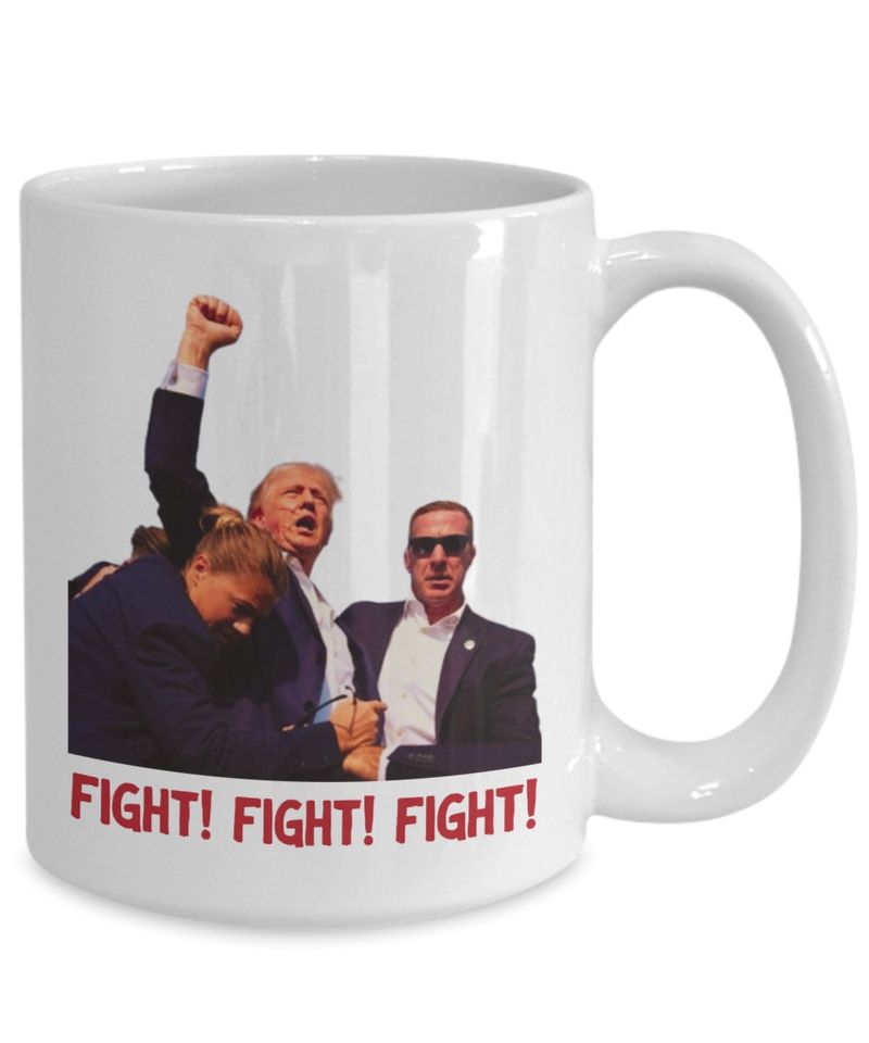 Trump Fight Coffee Mug, Trump Rally Shooting Mug, Maga Merch, Patriot ...