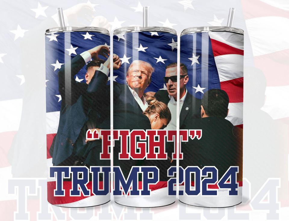 Trump "Fight" 20oz Tumbler, I Stand With Trump, Donald Trump Cup, Trump ...