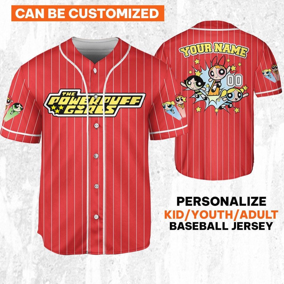 Personalize Powerpuff Girl Fly Red Black Jersey, Funny 90s Cartoons ...