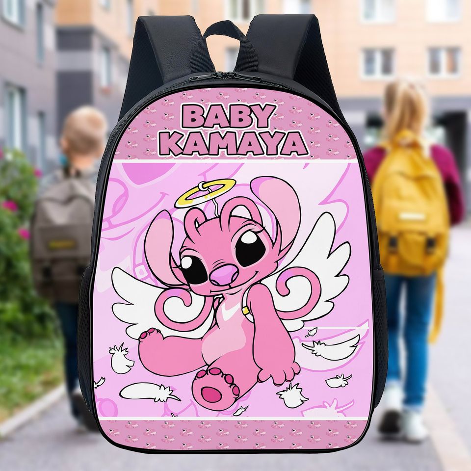 Personalized Cute Pink Monster With Wings Backpack, Custom Name Plush ...