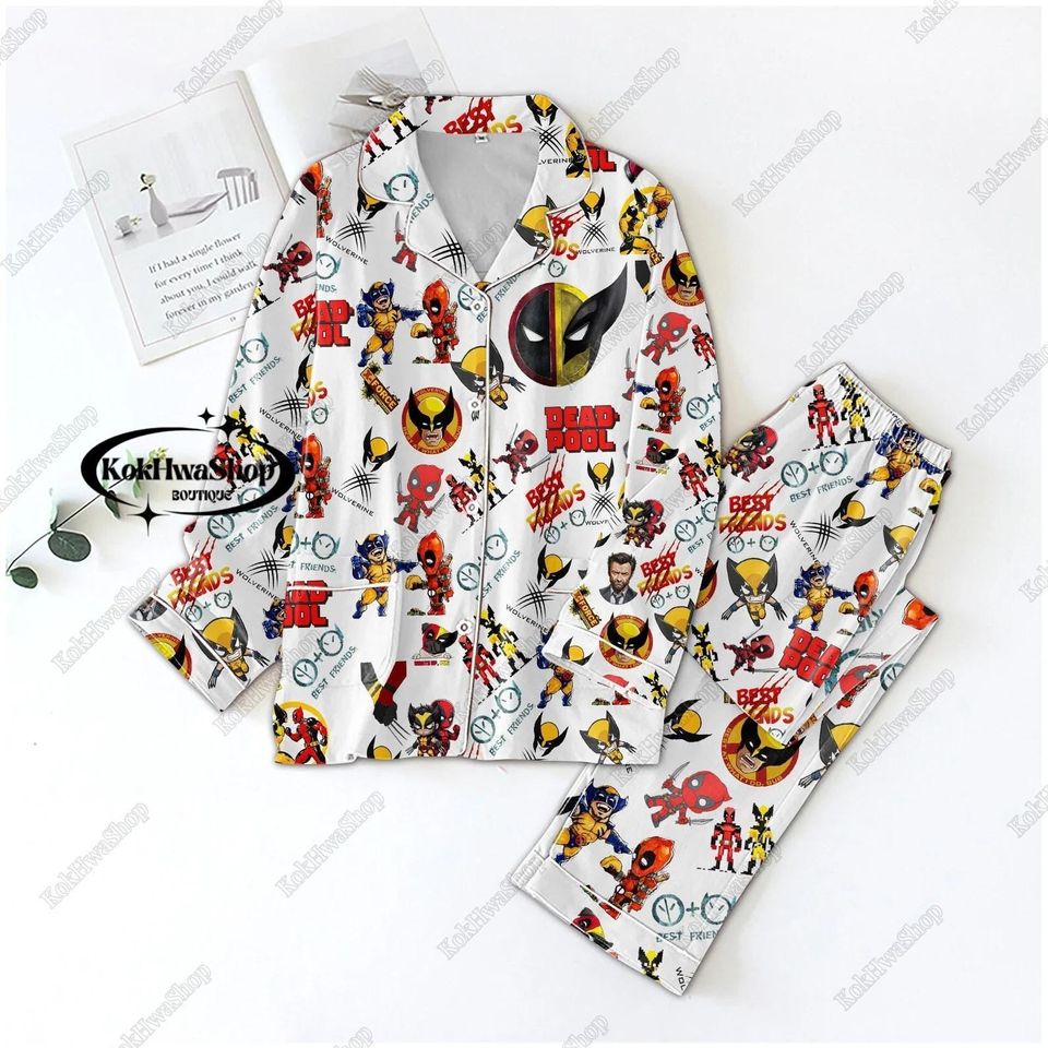 Deadpool And Wolverine Pajamas, Deadpool 3 Movie Pajamas Set, Marvel ...