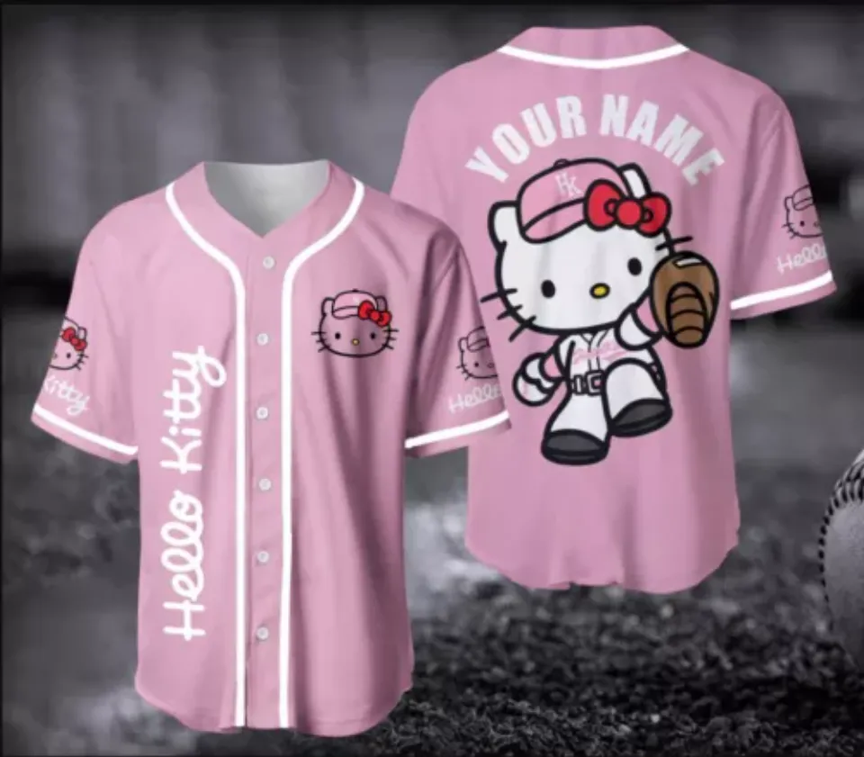 Hello Kitty Jersey Shirt, Custom Hello Kitty Baseball Jersey For ...