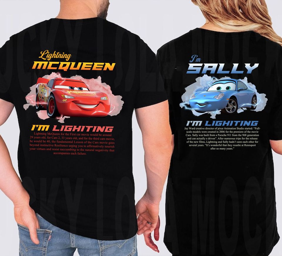 Retro Disney Cars Matching T-Shirt, Lightning McQueen Sally Couple ...