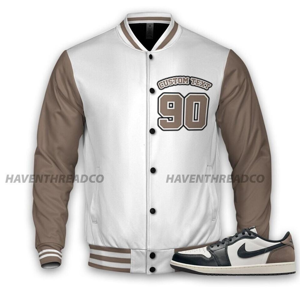 AJ 1 Low Mocha Unisex Varsity Jacket, Good Things Varsity Custom ...