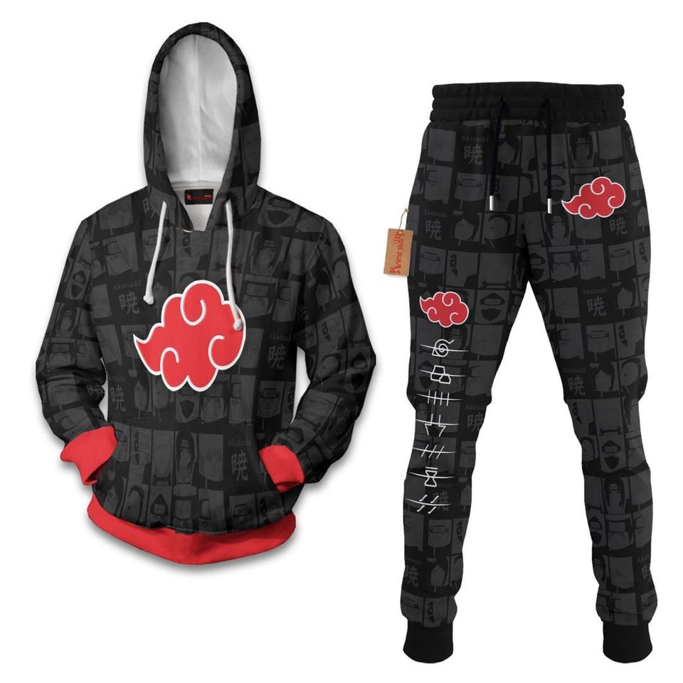 Akatsuki Hoodie And Jogger Set Anime Clothes | ID 19817362 by Gary ...
