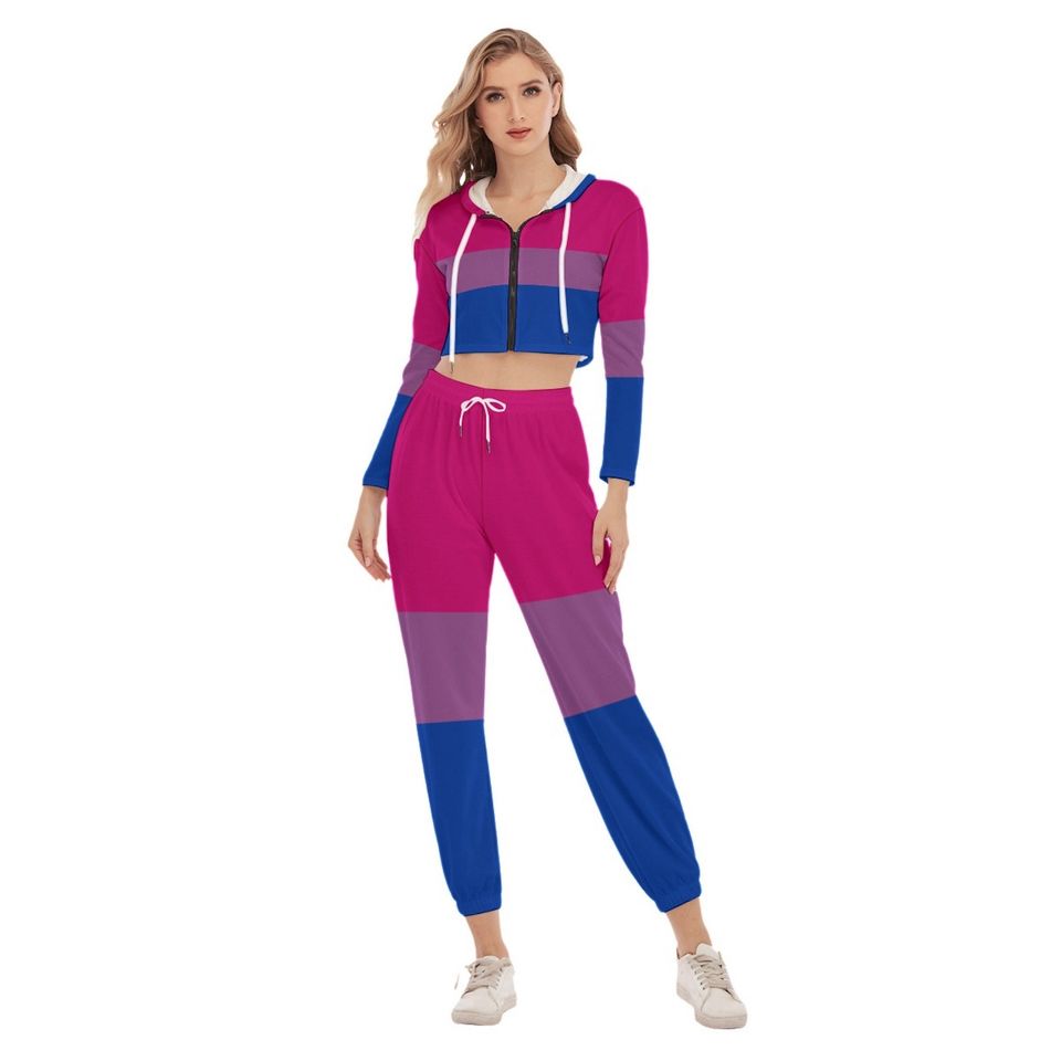 Bisexual Pride Crop Hoodie Sports Set Design with Colors of Bisexual ...
