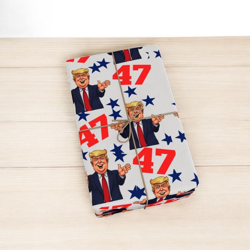 Trump 47 Political Wrapping Paper, Fun, Patriotic Gift Wrap for Trump ...