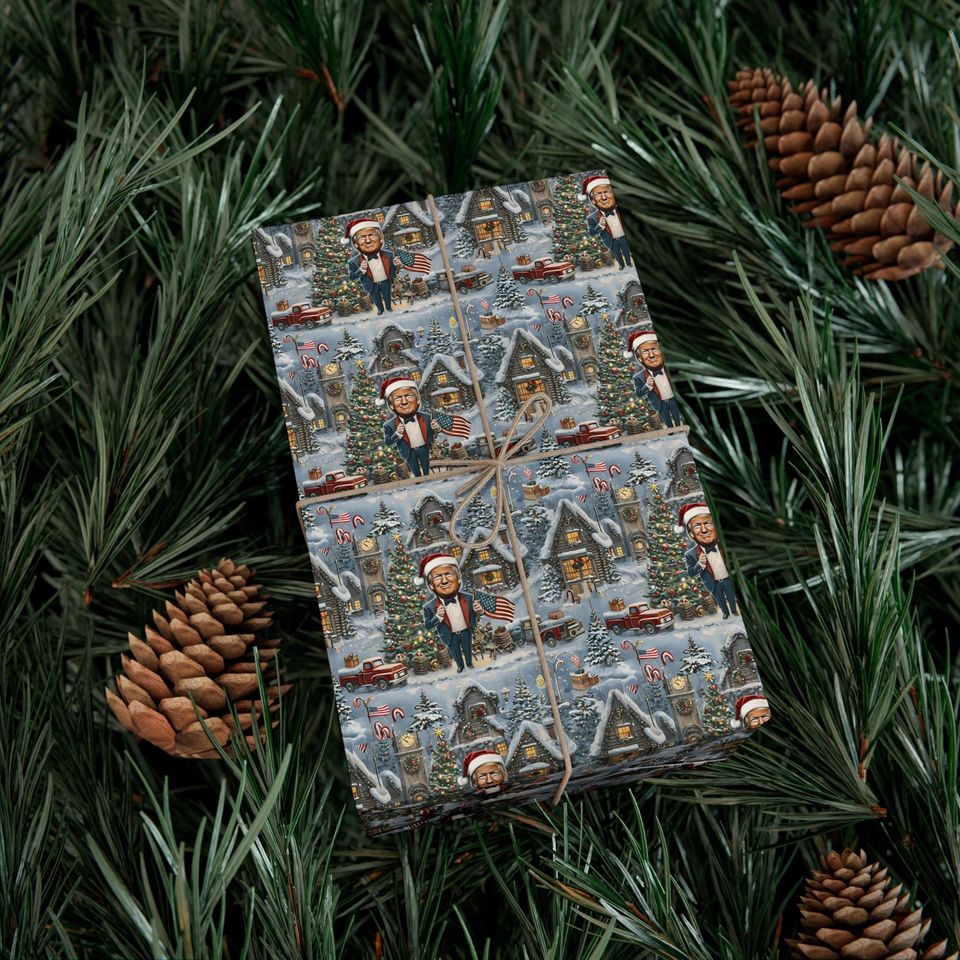 Funny Donald Trump Christmas Wrapping Paper Festive Holiday Gift Wrap ...