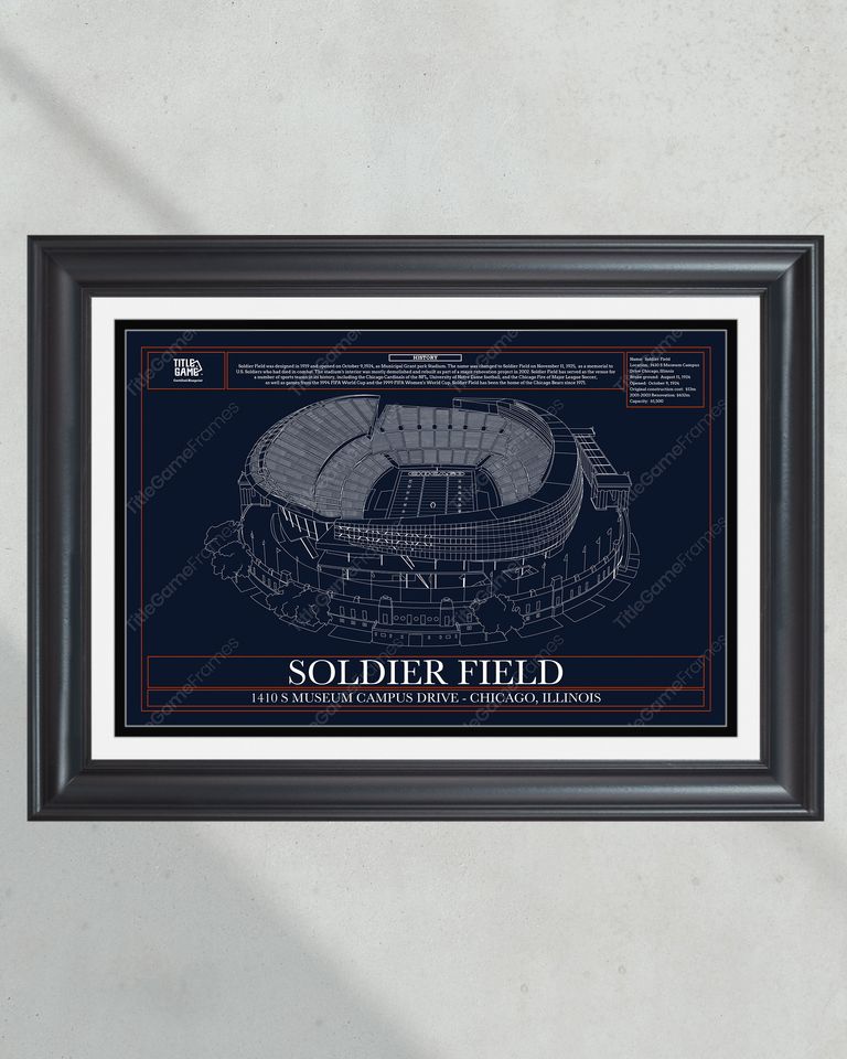 Chicago Bears Soldier Field Stadium Blueprint Football Print (NO FRAMED ...