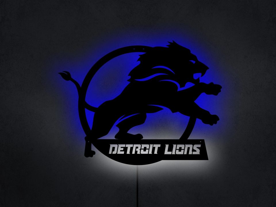 Detroit Lions Wooden Led Sign illuminated Sign wall hanging, football ...