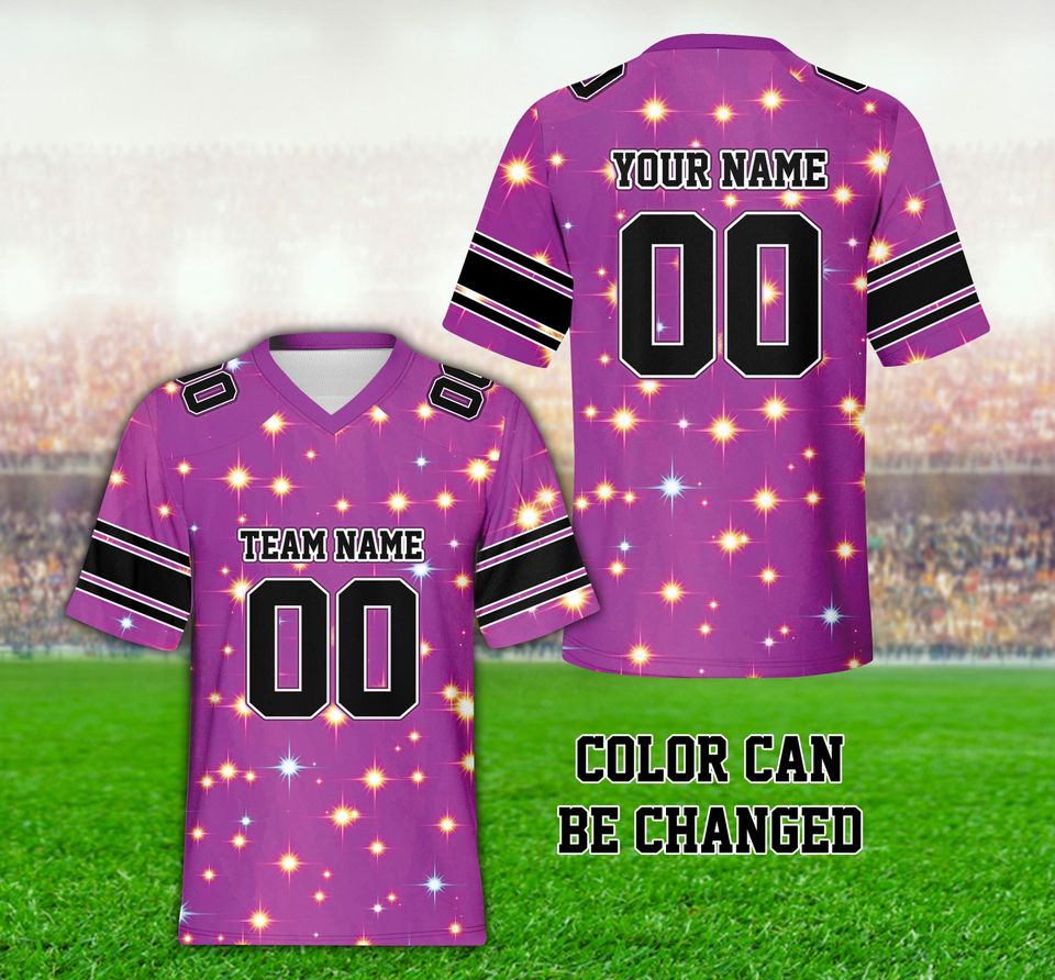 Personalized Name Golden Starlight Football Jersey, Custom Sparkle ...