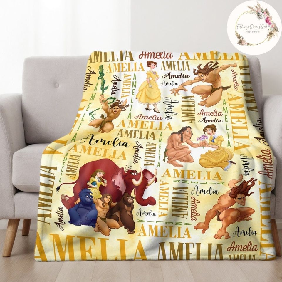 Personalized Watercolor Disney Tarzan Blanket, Tarzan Jane Blanket, WDW ...