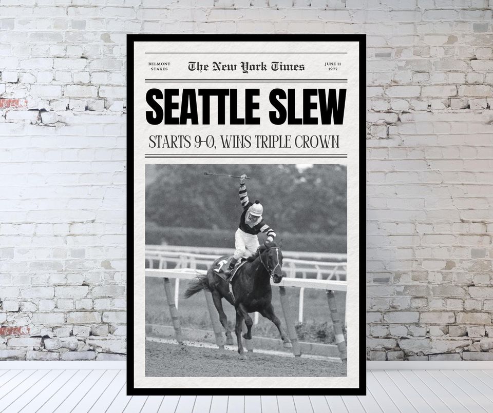 Seattle Slew Horse Racing Newspaper Print, Triple Crown Winner Poster ...