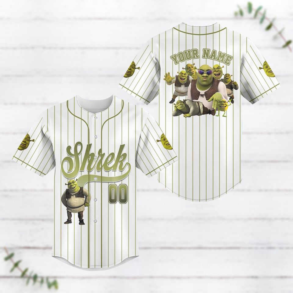 Custom Shrek Striped Line Baseball Jersey, Disney Fiona Princess ...
