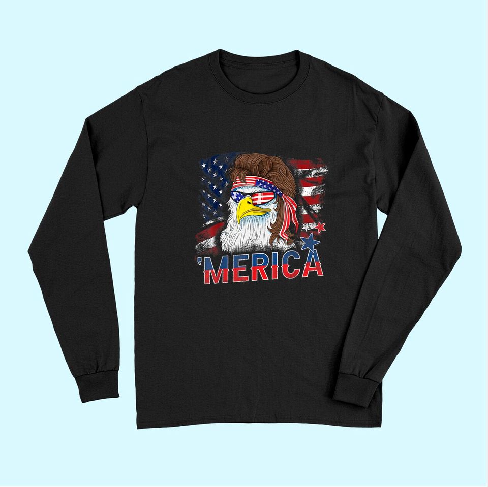 Merica Bald Eagle Mullet 4th Of July American Flag Patriotic Long ...