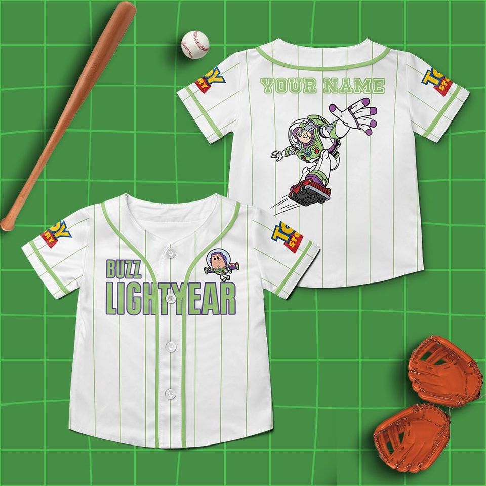 Custom Buzz Lightyear Team in Toy Story White Stripe Baseball Jersey ...