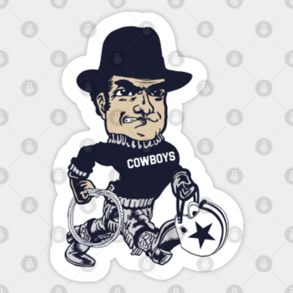 Dallas Cowboys ))(( Retro Mascot Fan Design - Dallas Cowboys - Sticker ...