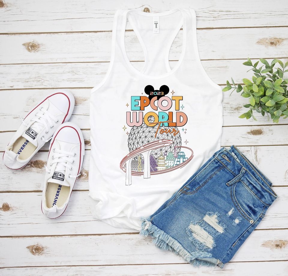 Retro Epcot World Tour Tank, Epcot Center Tank, Disney Epcot Shirt ...