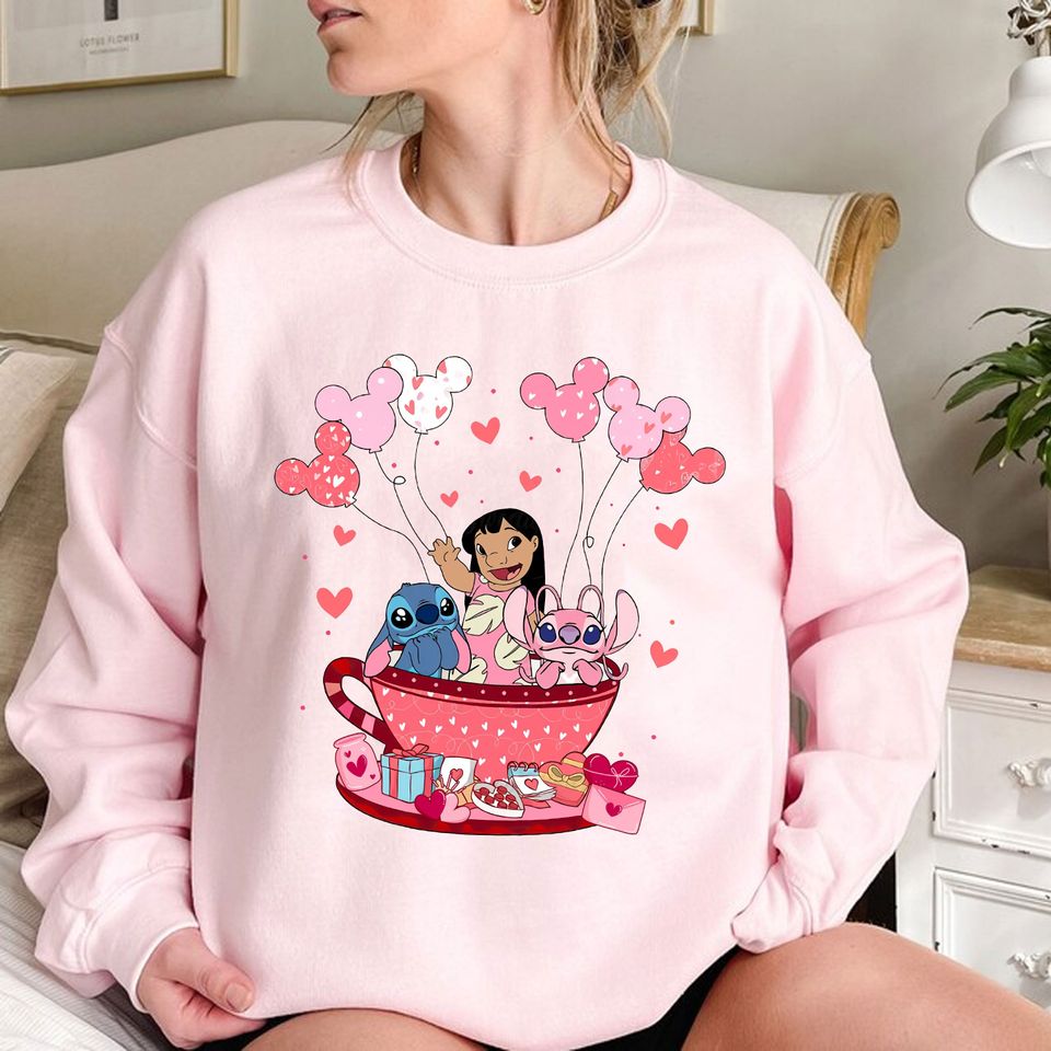 Valentine Stitch And Lilo Angel Sweatshirt Disney Stitch Valentine S ...
