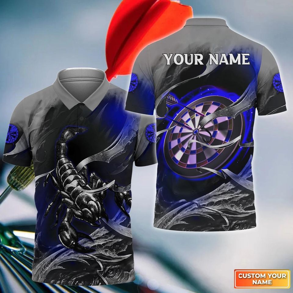 Custom Dart Player Polo Shirt - Personalized Scorpion 3D Design - Men's ...