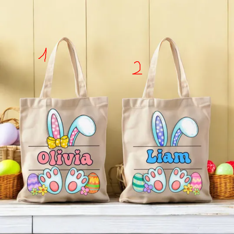 Personalized Easter Tote Bag, Easter Egg Hunt Boy, Girl Easter Basket ...