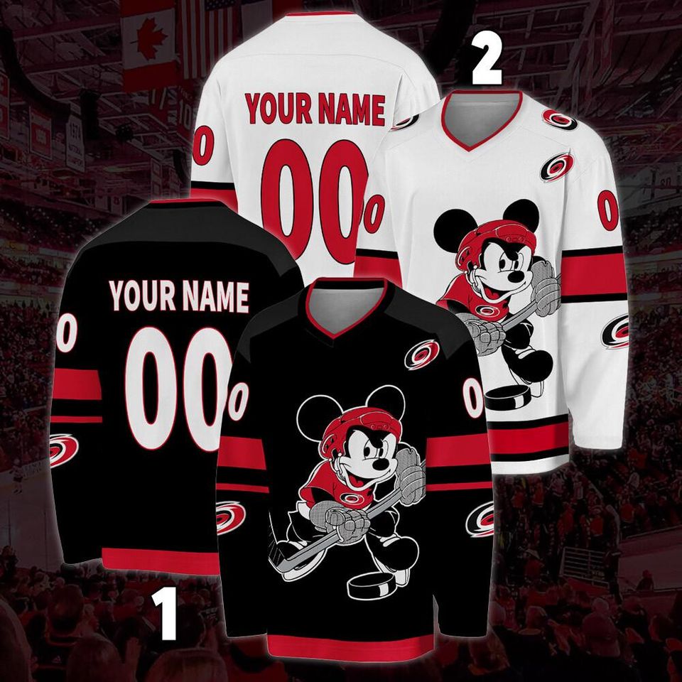 Personalized Carolina Hurricanes Mickey Mouse Hockey Jersey, Disney ...