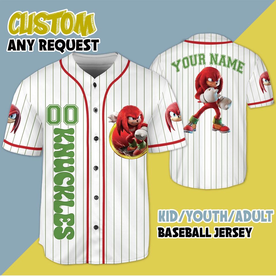 Disney The Hedgehog Knuckles Baseball Jersey, Custom Knuckles Baseball ...