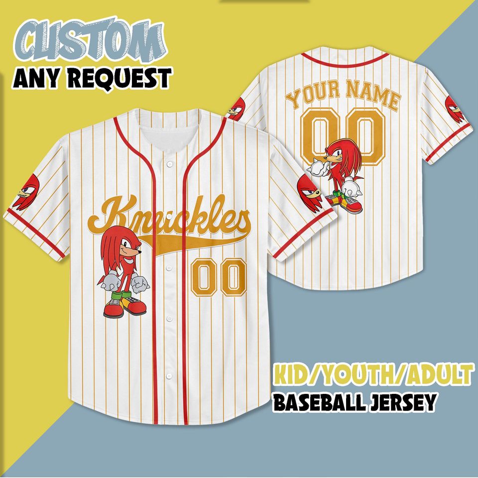 Personalized The Hedgehog Knuckles Baseball Jersey, Knuckles Baseball ...