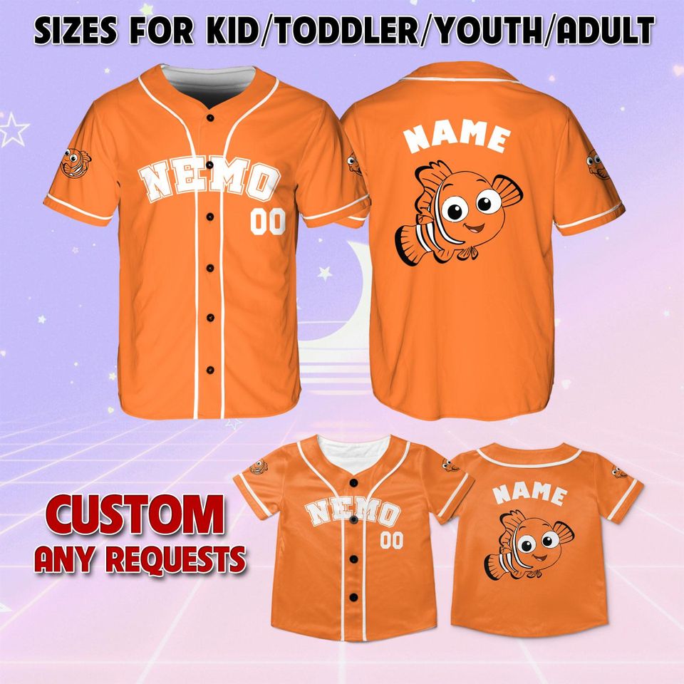 Finding Nemo Nemo Baseball Jersey, Nemo Matching Family Jersey ...