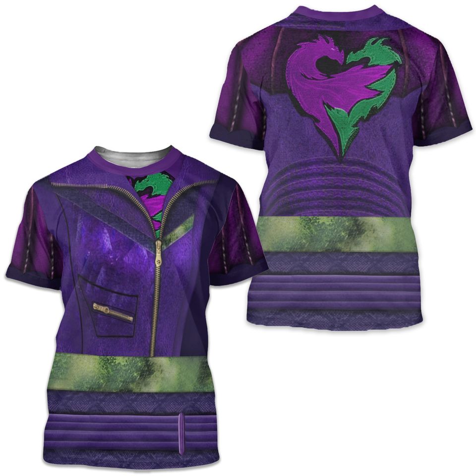 Mal Purple and Green All Over Print Shirt, Descendants Character ...
