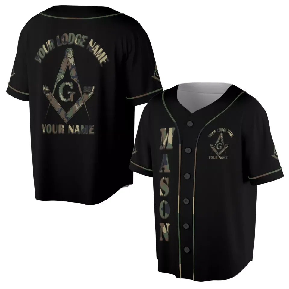 Masonic Camo Square and Compass - Freemason Baseball Jersey | ID ...